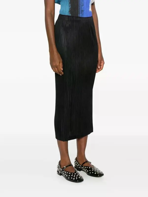 Issey Miyake Pleated Straight Skirt - Black