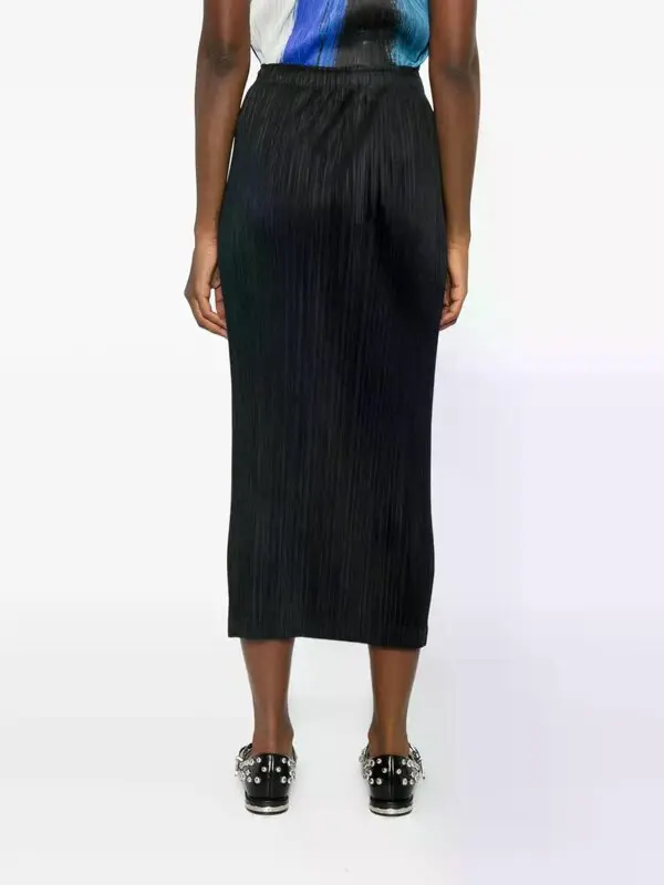 Issey Miyake Pleated Straight Skirt - Black