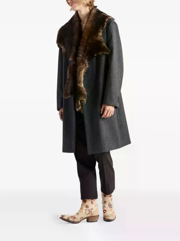 Prada Wool Coat With Sheepskin Collar