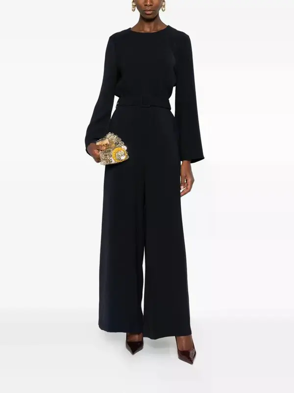 P.a.r.o.s.h Belted Bell-sleeve Jumpsuit - Blue