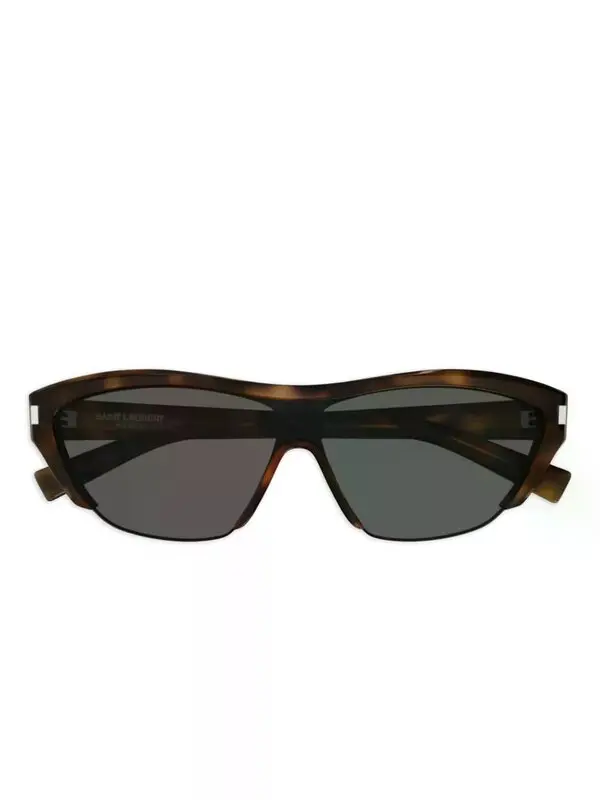 Saint Laurent Logo-print Sunglasses - Brown