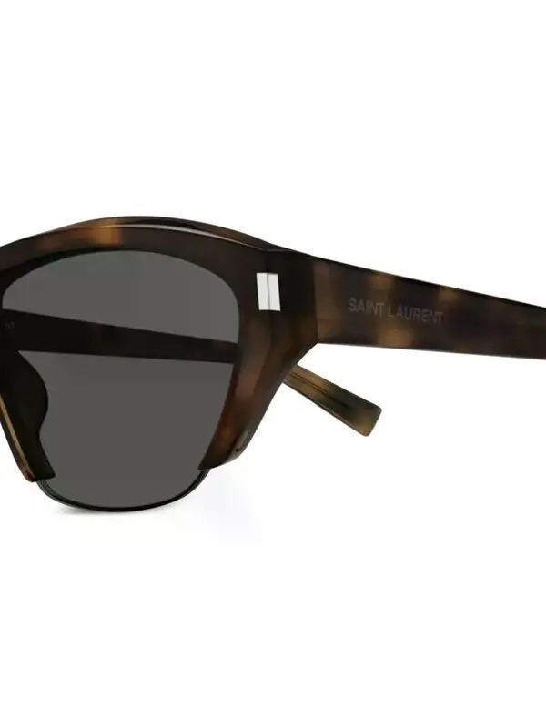 Saint Laurent Logo-print Sunglasses - Brown