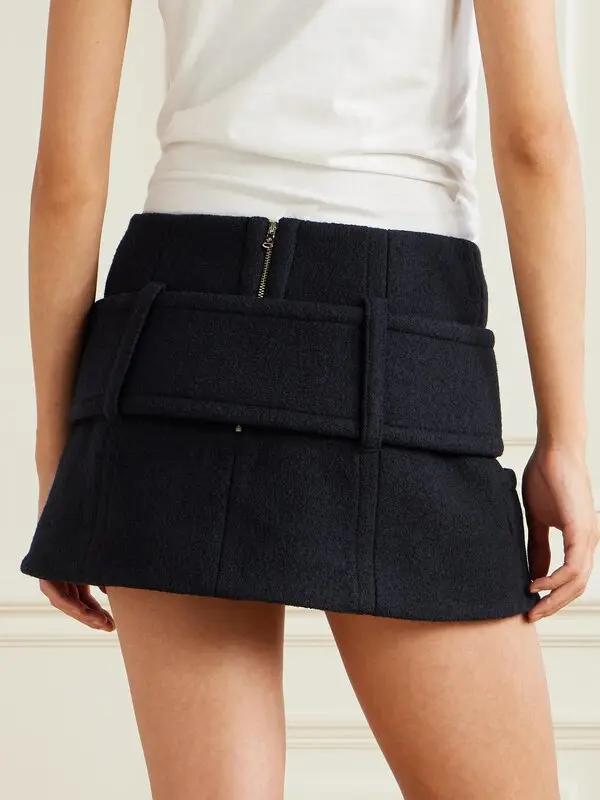PATOU Belted Wool Mini Skirt