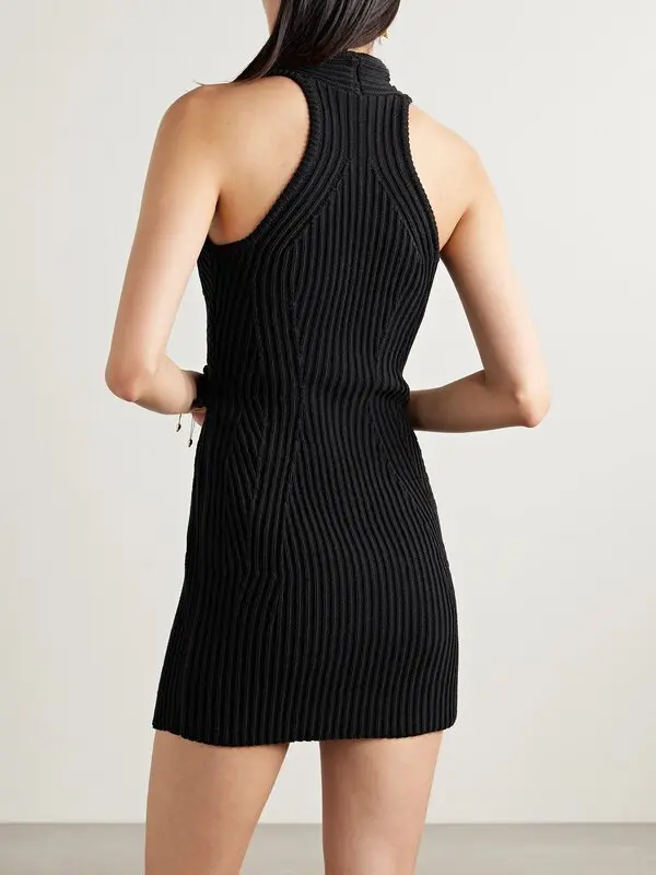 Cult Gaia Vivienne Cutout Ribbed Cotton Mini Dress - Black