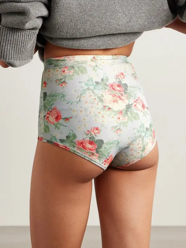 Simone Rocha Floral-print Stretch-knit Shorts