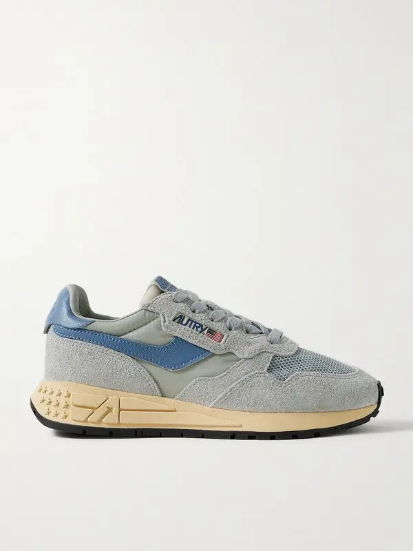 AUTRY Reelwind Low Textured Leather-trimmed Sneakers - Blue
