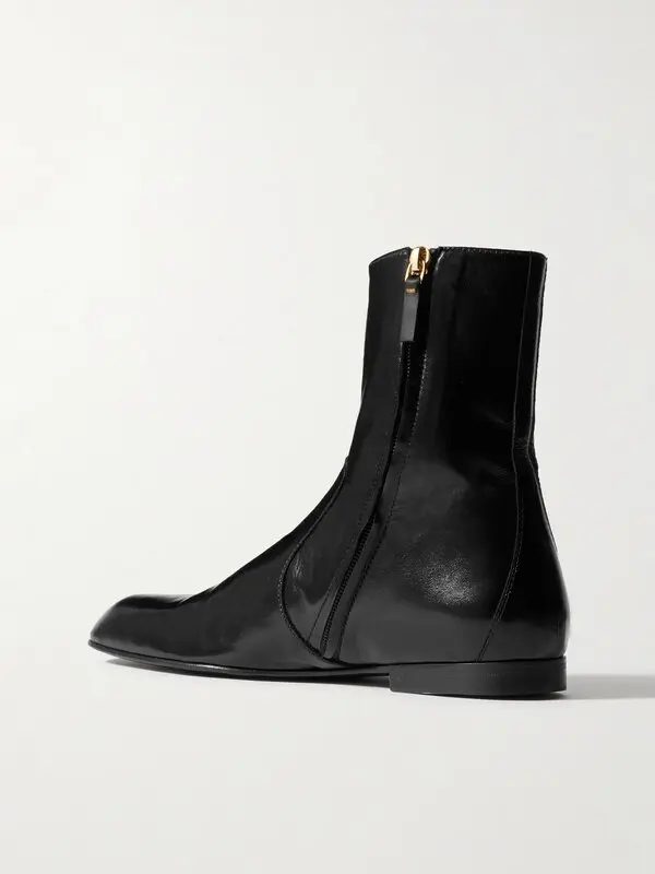 Khaite Colt Glossed-leather Ankle Boots - Black