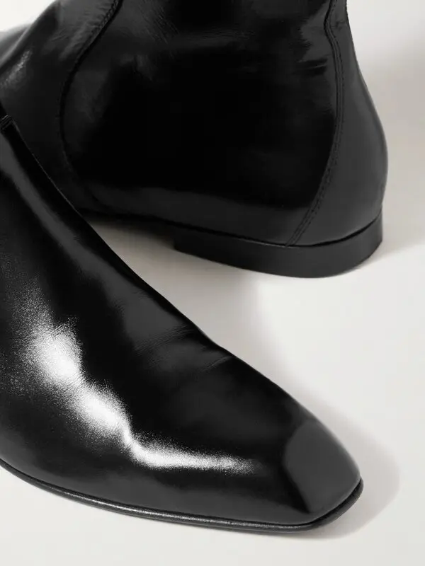 Khaite Colt Glossed-leather Ankle Boots - Black