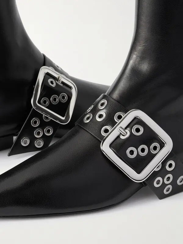 JIL SANDER Buckled Leather Ankle Boots