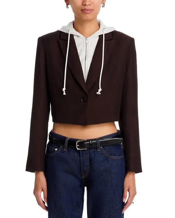 SIX FIFTY Drew Twofer Cropped Blazer - Chocolate