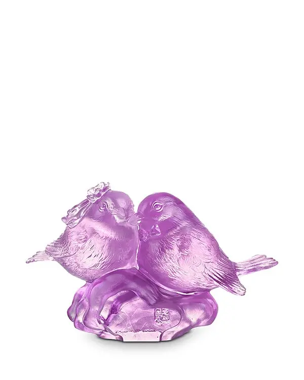 LIULI Crystal Bird Sculpture, Our Happiness - Red Clear