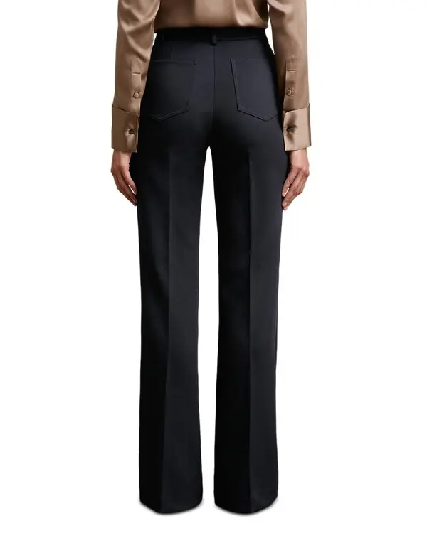 REISS Priya Petite Flare Leg Trousers - Navy