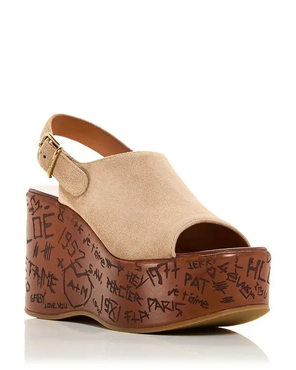 Chloé Maxime Platform Wedge Sandals - Sandy Brown