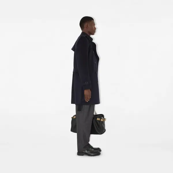 Burberry Mid-length Cashmere Trench Coat - Navy