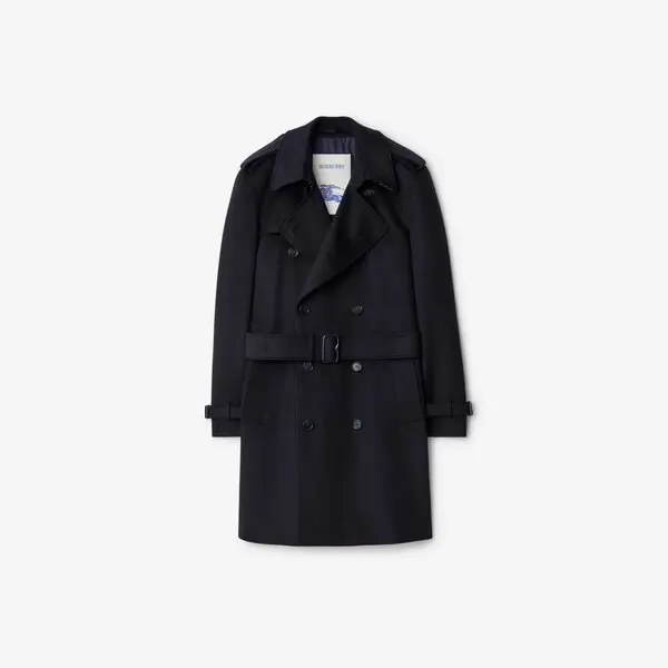 Burberry Mid-length Cashmere Hastings Trench Coat - Navy
