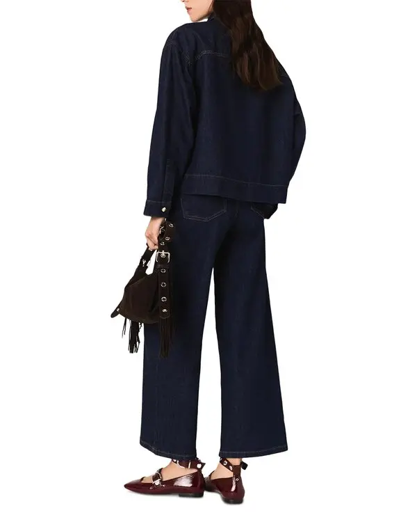 Maje Denim Shirt With Bow Detail - Navy