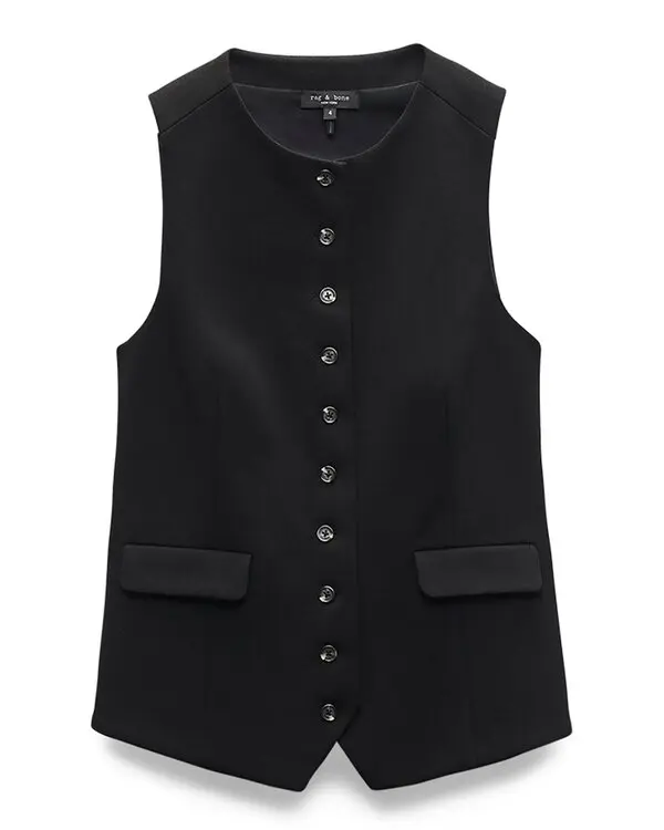 Rag & Bone Irina Ponte Plaid Long Vest - Black