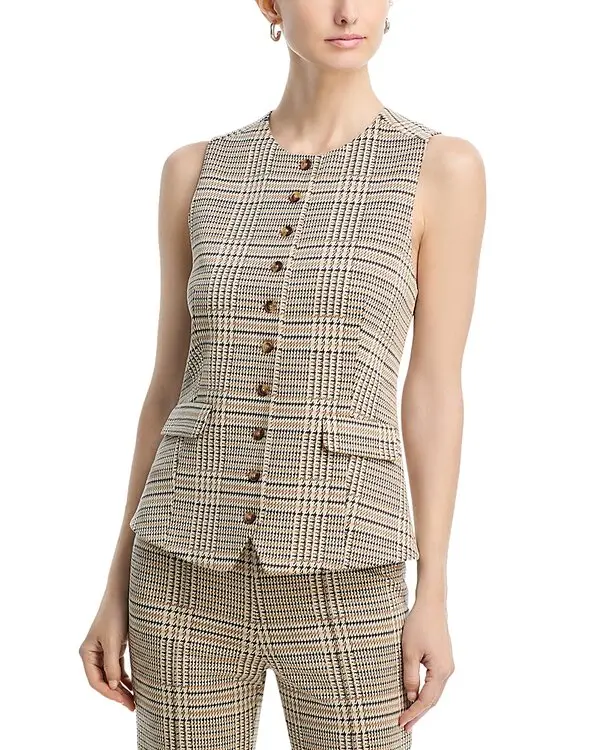 Rag & Bone Irina Ponte Plaid Long Vest