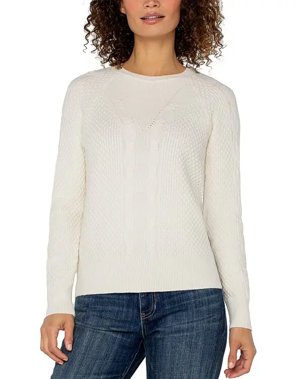 LIVERPOOL Cable Knit Sweater - Alabaster