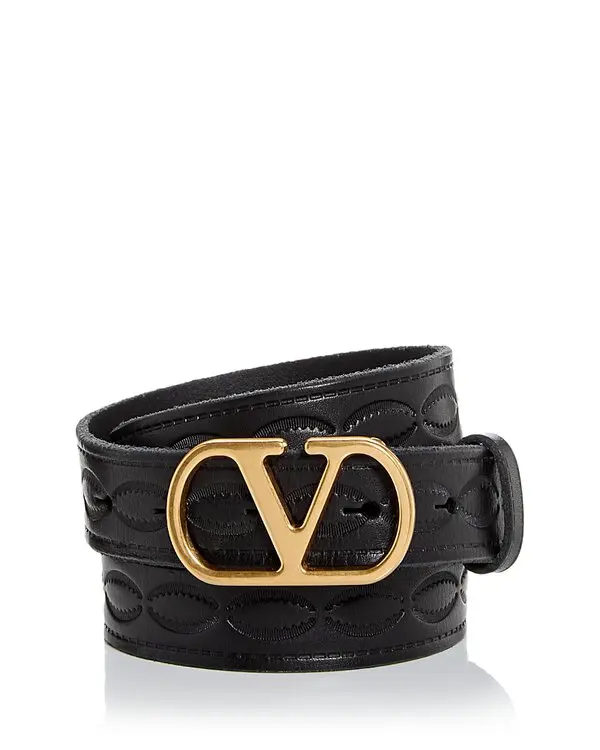 Valentino Garavani Vlogo Leather Belt - Black