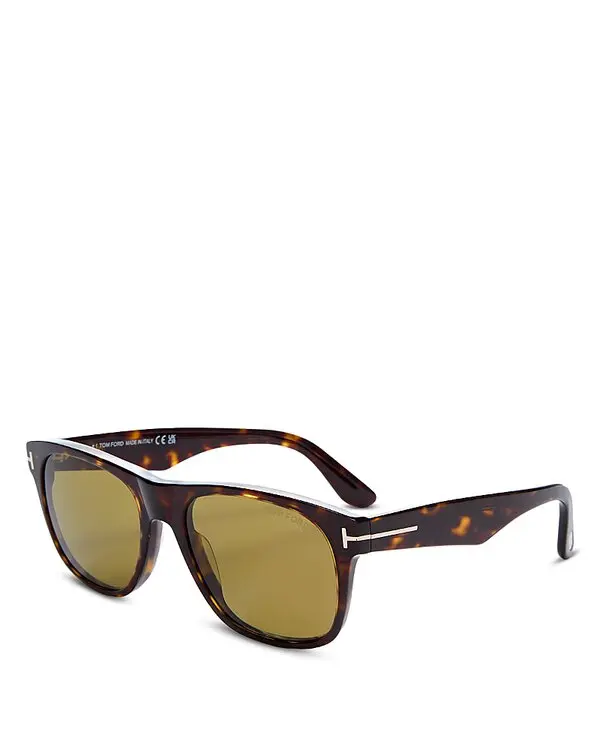 TOM FORD Square Sunglasses, 55mm - Havana/green