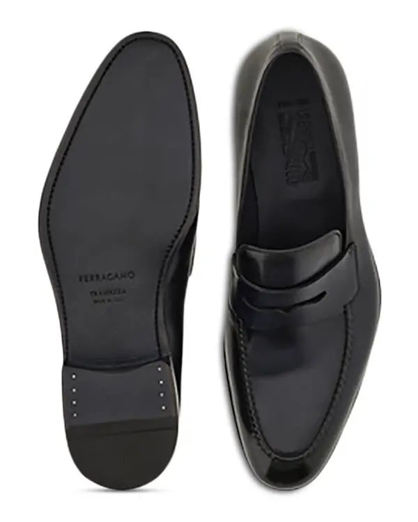 FERRAGAMO Tramezza Penny Loafers - Midnight
