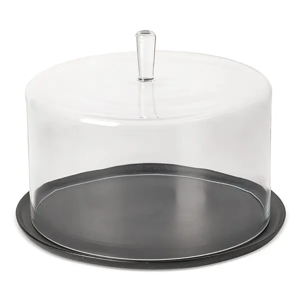 COSTA NOVA Set Plate With Glass Dome - Black