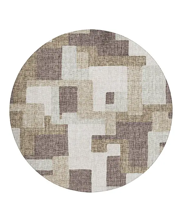DALYN RUG COMPANY Dalyn Portico Washable Po3 Round Area Rug, 8' X 8 - Brown