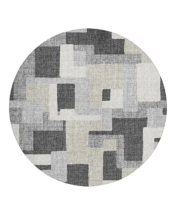 DALYN RUG COMPANY Dalyn Portico Washable Po3 Round Area Rug, 8' X 8 - Gray