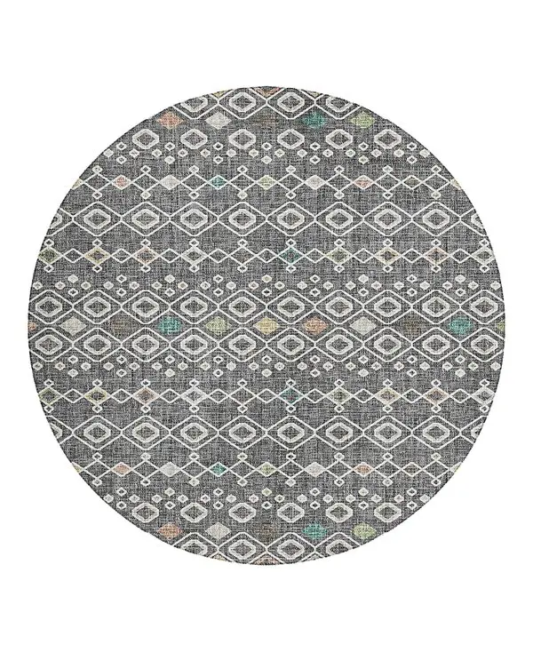 DALYN RUG COMPANY Dalyn Portico Washable Po4 Round Area Rug, 8' X 8 - Gray