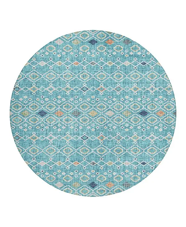 DALYN RUG COMPANY Dalyn Portico Washable Po4 Round Area Rug, 8' X 8 - Teal