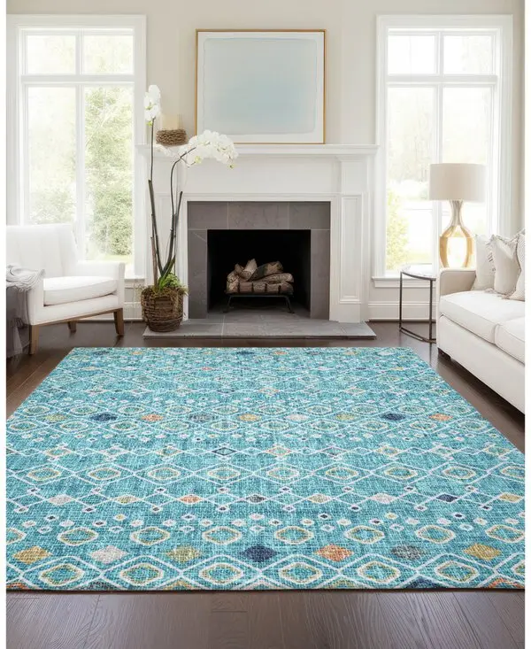 DALYN RUG COMPANY Dalyn Portico Washable Po4 Area Rug, 3' X 5 - Teal