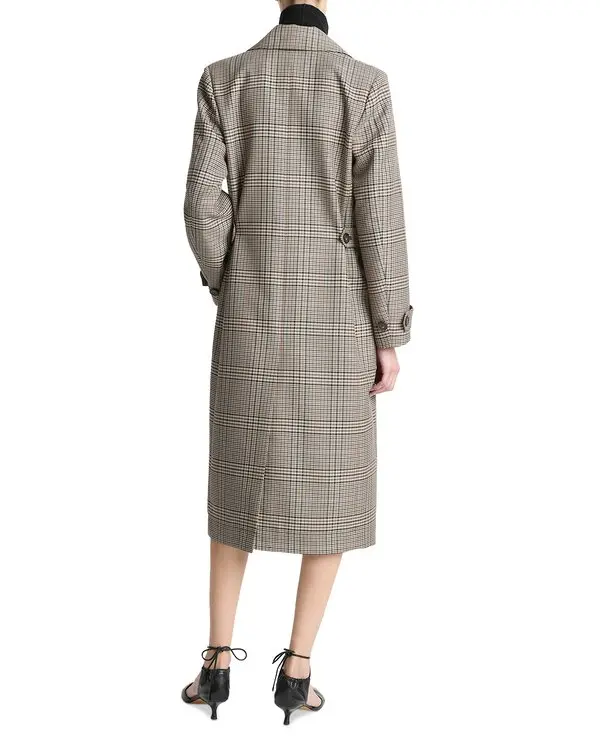 Vince Pressed Plaid Car Coat - Multi Plaid