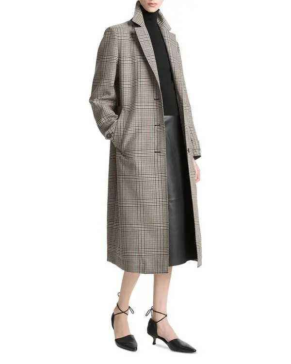 Vince Pressed Plaid Car Coat - Multi Plaid