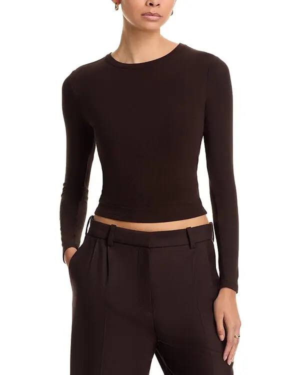FRAME The Long Sleeve Rib Tee - Coffee
