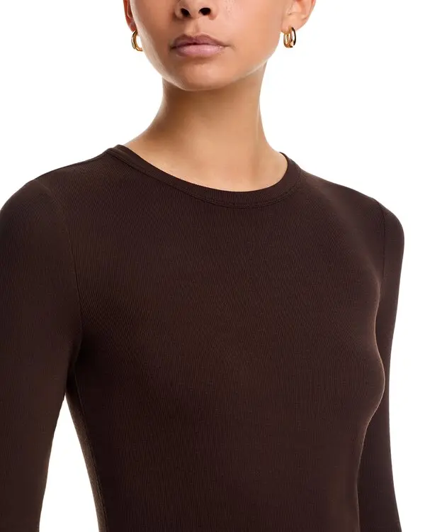 FRAME The Long Sleeve Rib Tee - Coffee