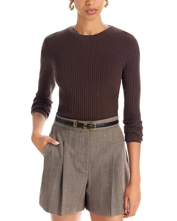 FRAME Fine Cable Knit Sweater - Coffee