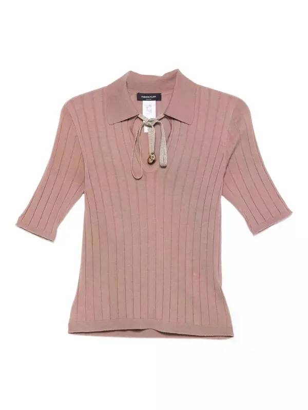 Fabiana Filippi Ribbed Tie-neck Top