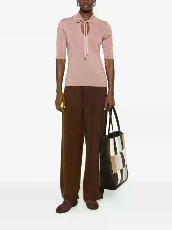 Fabiana Filippi Ribbed Tie-neck Top