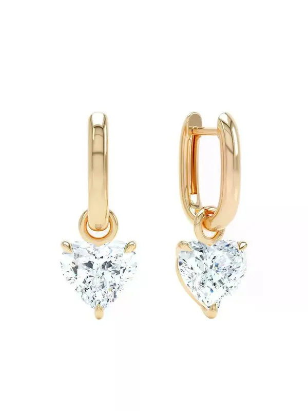 LOEV 14k Yellow Diamond Heart Huggie Earrings - Gold