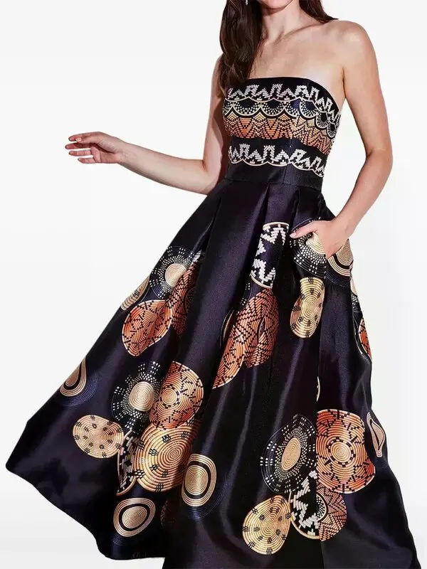 ALLURE Strapless Printed Midi Dress