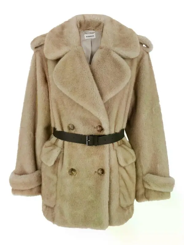 P.a.r.o.s.h Belted Double-breasted Eco Fur Jacket
