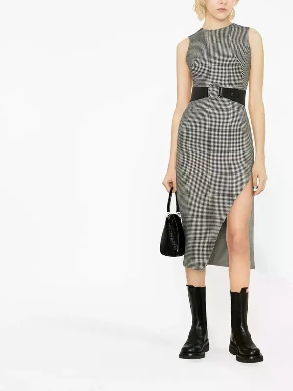Alexander McQueen Houndstooth Asymmetric Midi Dress