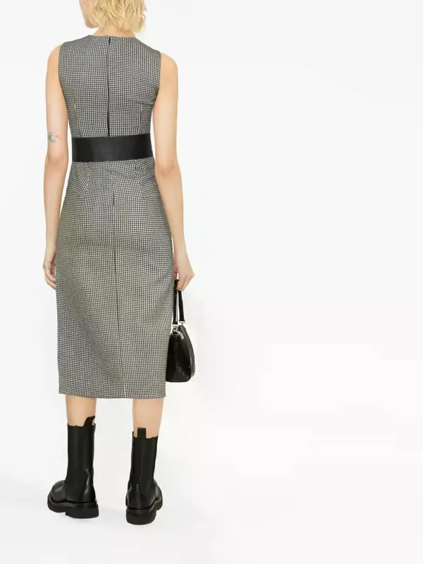 Alexander McQueen Houndstooth Asymmetric Midi Dress