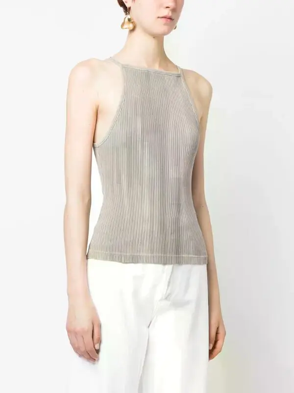 AGOLDE Square-neck Ribbed-knit Top - Neutrals