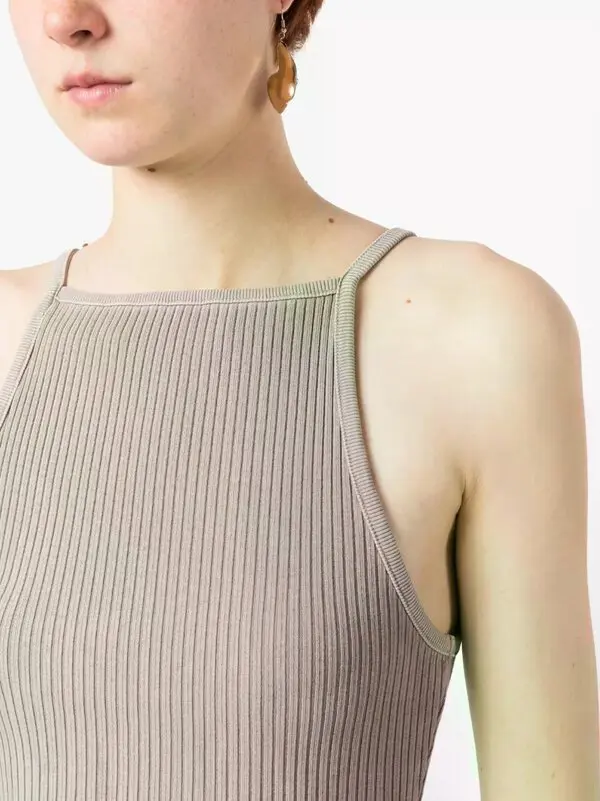AGOLDE Square-neck Ribbed-knit Top - Neutrals
