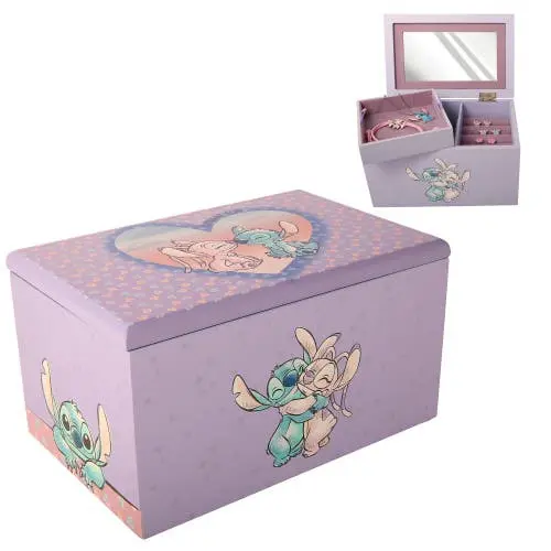 Disney Stitch & Angel Heart Jewelry Box With Removable Tray - Purple