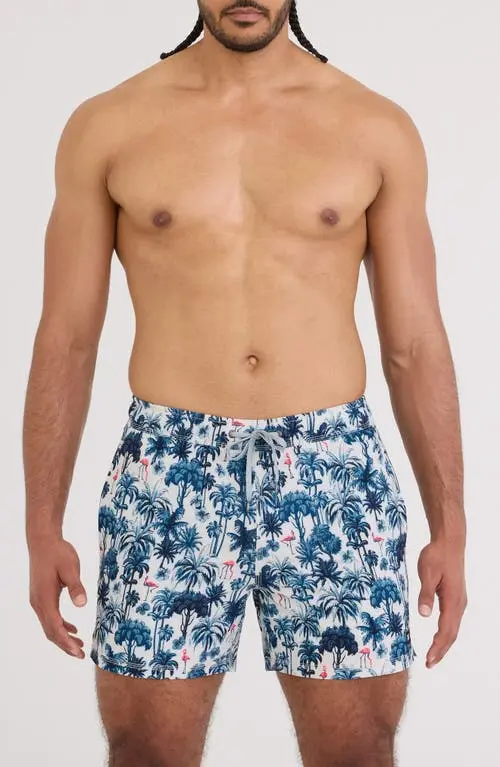 SAXX Oh Buoy 2-in-1 5-inch Volley Swim Trunks - Palm Mix White Sand