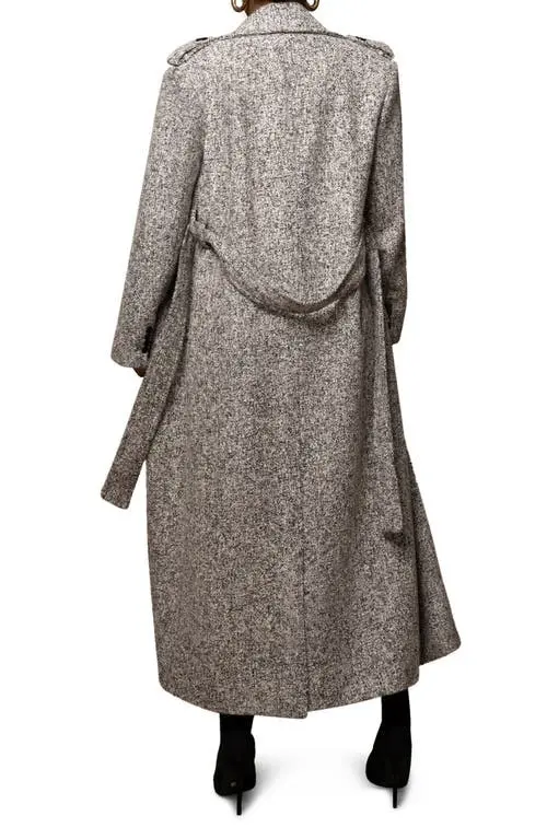JLUXLABEL Belted Tweed Overcoat