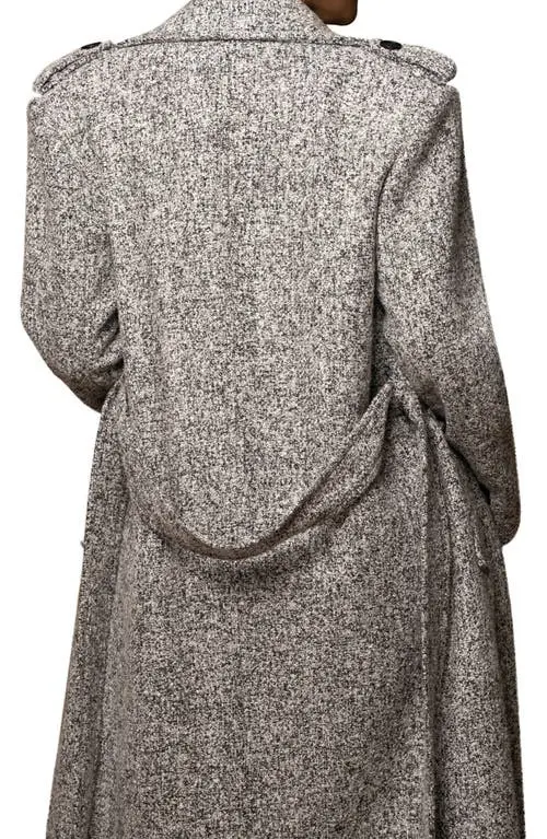 JLUXLABEL Belted Tweed Overcoat